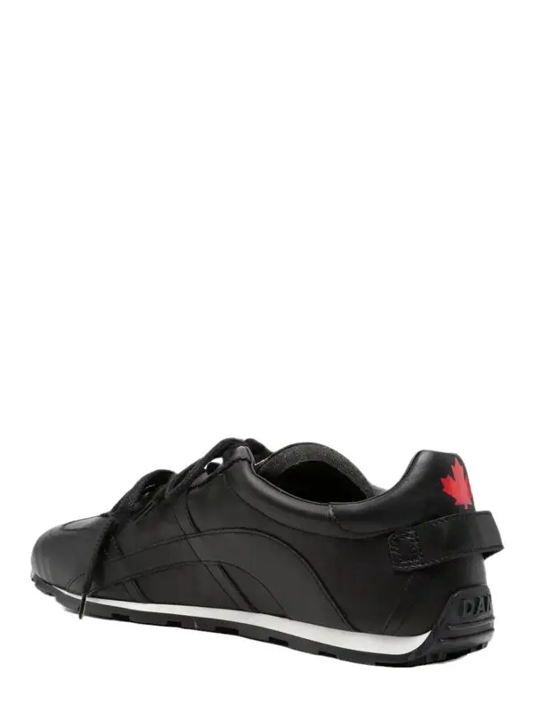 Dsquared2 Maple Leaf Print Leather Sneakers - Black