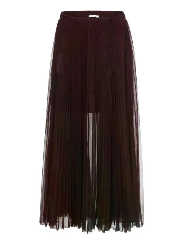 Patrizia Pepe Pleated Semi-sheer Maxi Skirt - Red