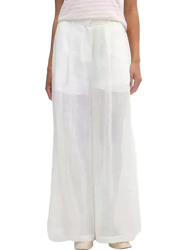 ISABELLE BLANCHE Sheer Wide-leg Trousers By - White