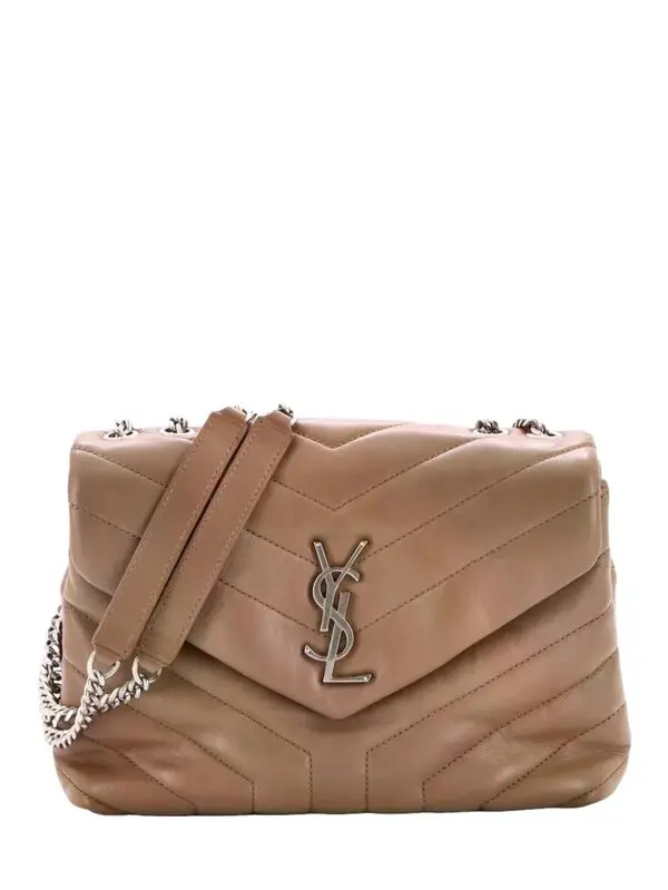 Saint Laurent Loulou Matelasse Chevron Leather Small Shoulder Bag - Neutrals