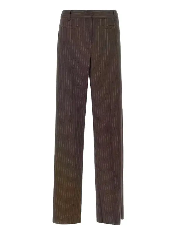 Marella Pinstripe Trousers - Brown