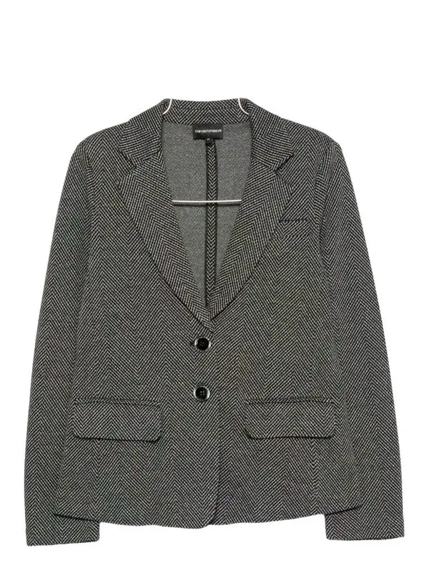 Emporio Armani Herringbone-pattern Single-breasted Jacket - Grey
