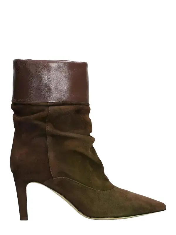 THE SELLER Slouchy Pointed-toe Suede Boots - Brown
