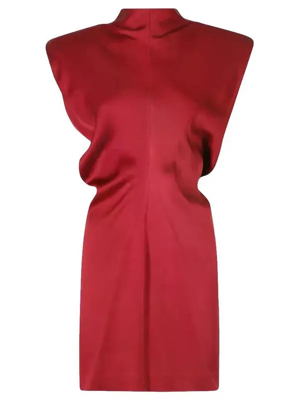 Federica Tosi Padded-shoulder Gathered-detail Midi Dress - Red
