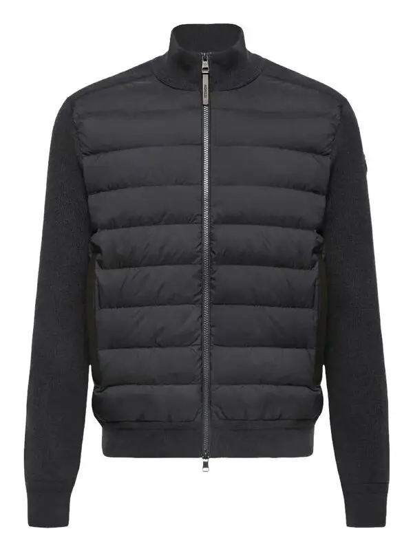 Moncler Wool & Cashmere Blend Padded Zip-up Cardigan - Black