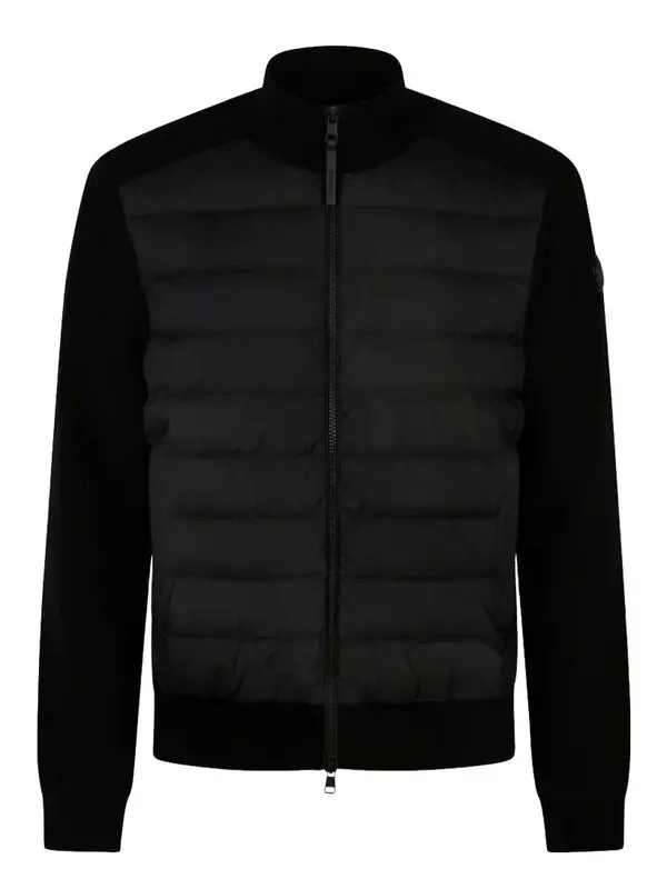 Moncler Wool & Cashmere Blend Padded Zip-up Cardigan - Black