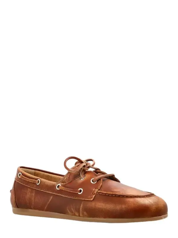 POSA Brushed Leather Boat Shoes - Brown