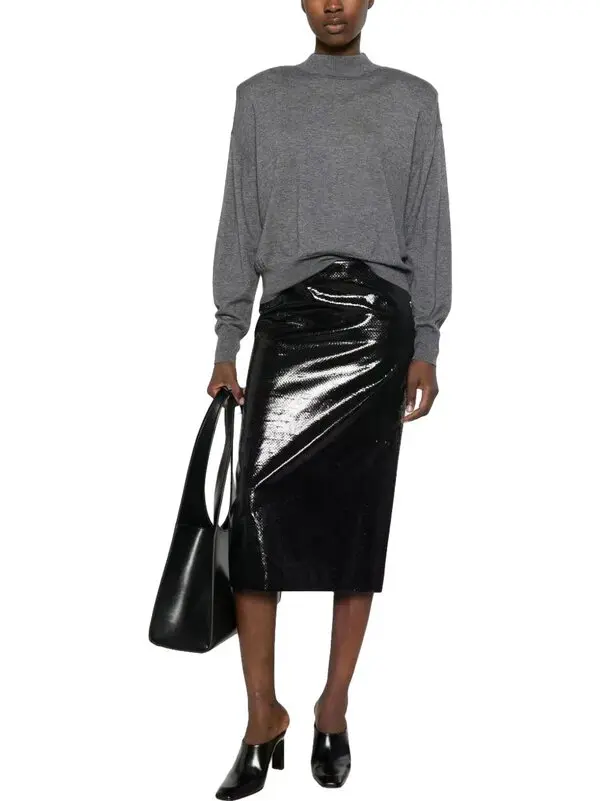 THE FRANKIE SHOP Padded Shoulder High-neck Sweater - Grey
