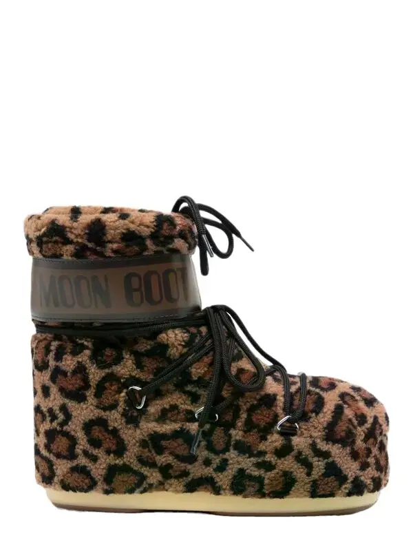 Moon Boot Leopard Print Lace-up Boots - Brown