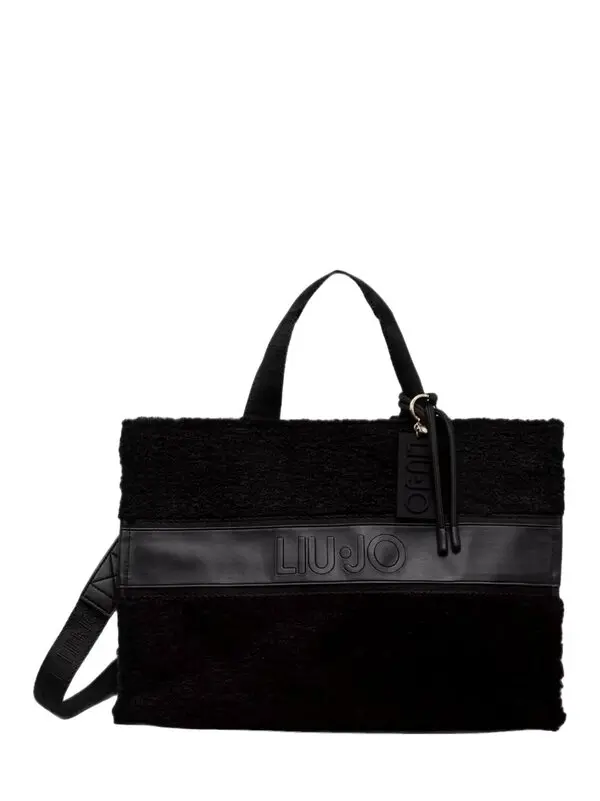 Liu Jo Fleece-texture Logo-patch Tote Bag - Black