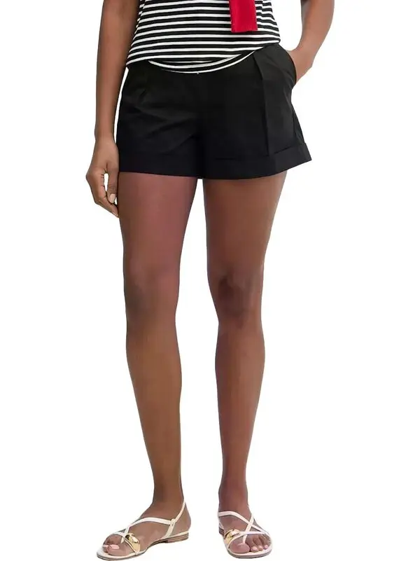 Patrizia Pepe Pleated-detail Turn-up Shorts - Black