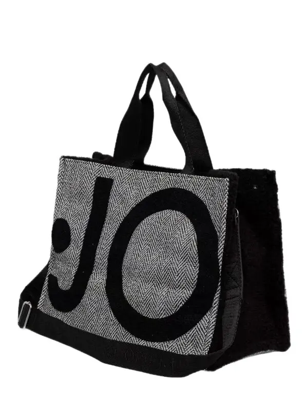 Liu Jo Large Check-pattern Logo-patch Tote Bag - Black