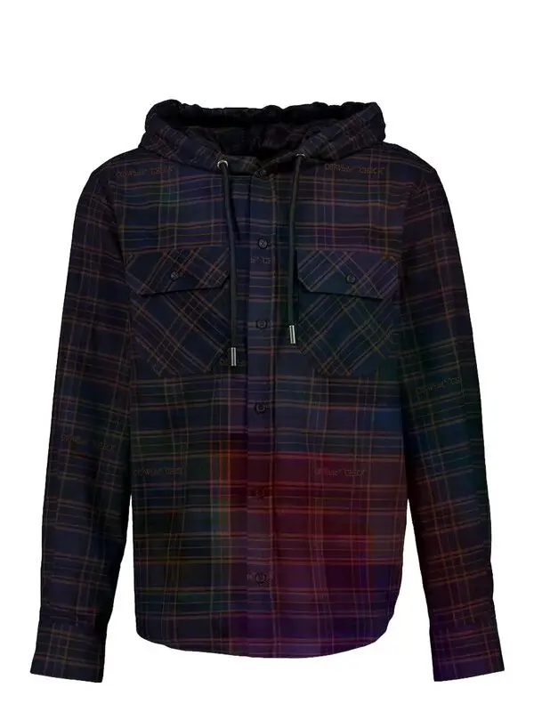 Off-White Check Hooded Shirt - Blue