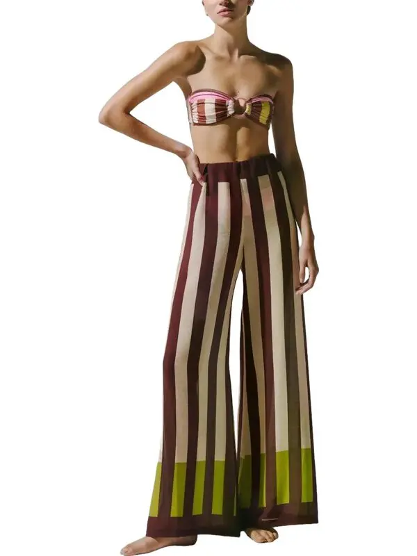 BAOBAB Striped Sheer Palazzo Pants - Brown