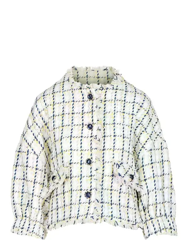 Essentiel Antwerp Jayden Checked Frayed-edge Jacket - White