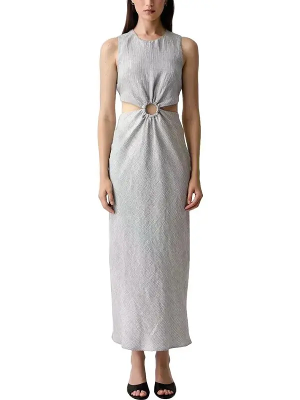 VICOLO Cut-out Ring-detail Dress - Grey