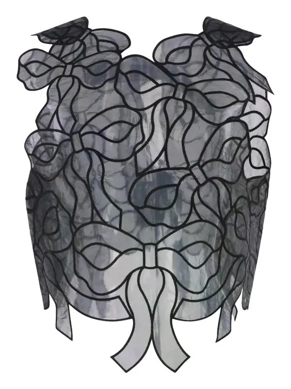 Cecilie Bahnsen Bow-embroidered Organza Top - Grey