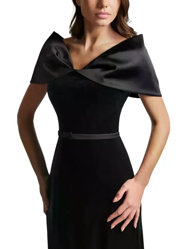 CRISTALLINI Bow-detail Velvet Dress - Black