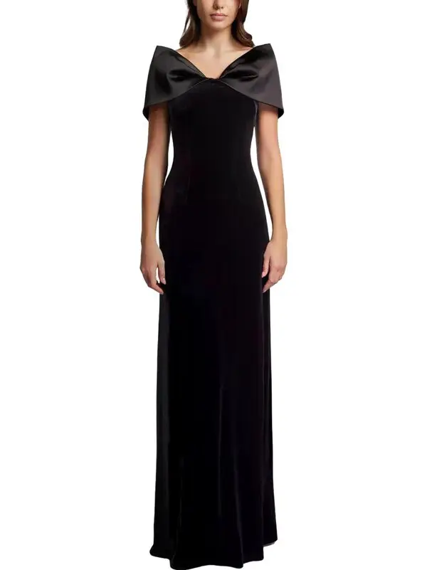 CRISTALLINI Bow-detail Velvet Maxi Gown - Black