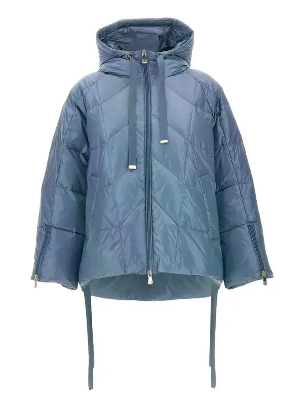 ELENA MIRÒ Quilted Puffer Jacket With Drawstring Hem - Blue