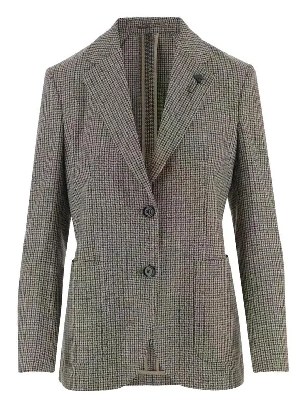 LARDINI Houndstooth Pattern Blazer - Brown
