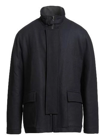 Emporio Armani Single-breasted Wool Blend Coat - Blue