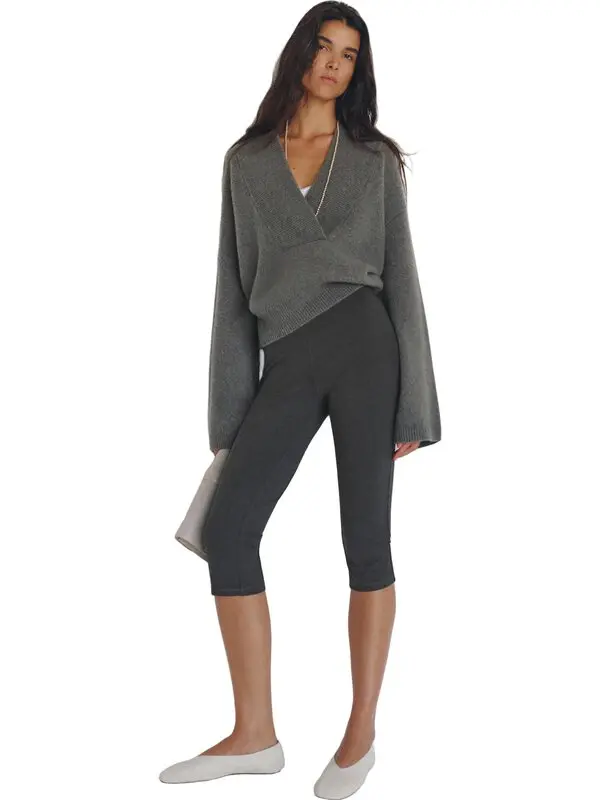 REFORMATION Jill Cropped Knit Pant Heather - Grey