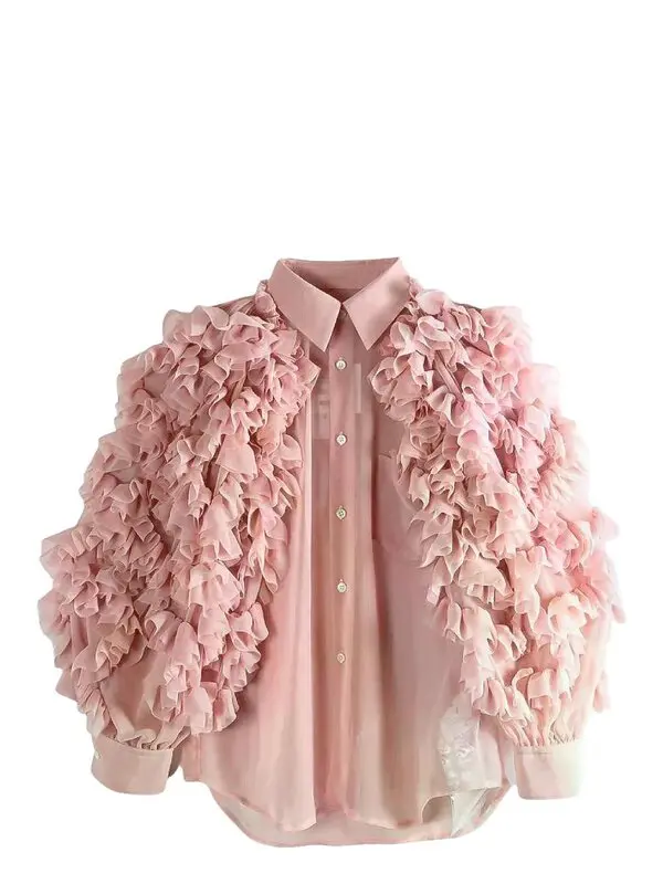 Comme Des Garçons Ruffled-sleeve Blouse - Pink