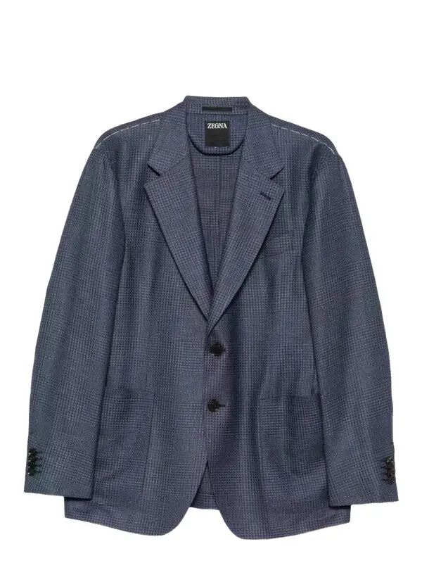 Zegna Check-patterned Blazer - Blue