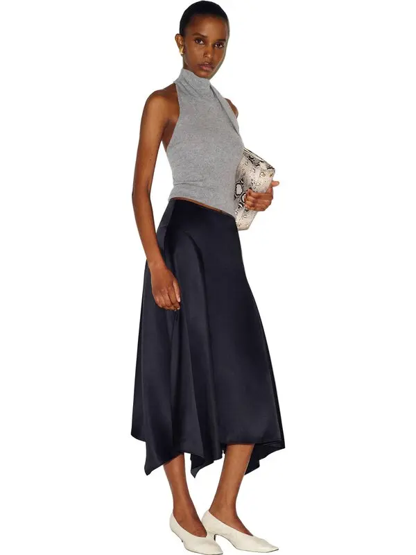 REFORMATION Mccall Silk Skirt - Black