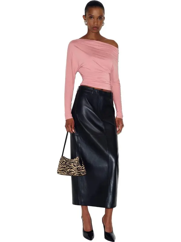 REFORMATION Landon Knit Top With Asymmetrical Neckline - Pink