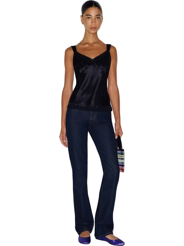 REFORMATION Salome Silk Top - Black