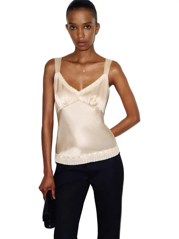 REFORMATION Salome Silk Top - Ivory