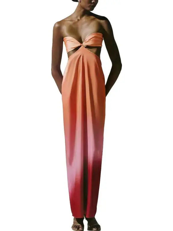 BAOBAB Riri Cutout Strapless Maxi Dress - Orange