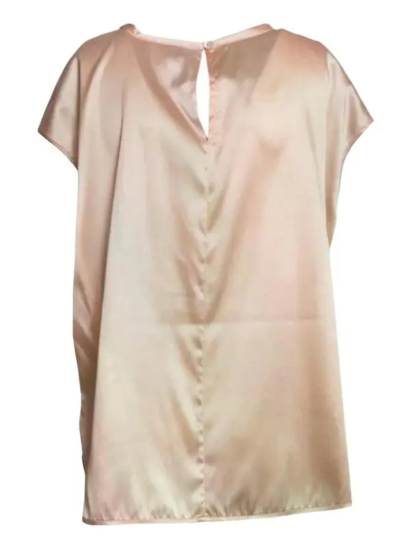 SOLOTRE Satin Finish Short Sleeve Blouse - Pink