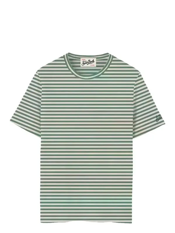 MC2 SAINT BARTH Striped Logo-embroidered T-shirt - Green