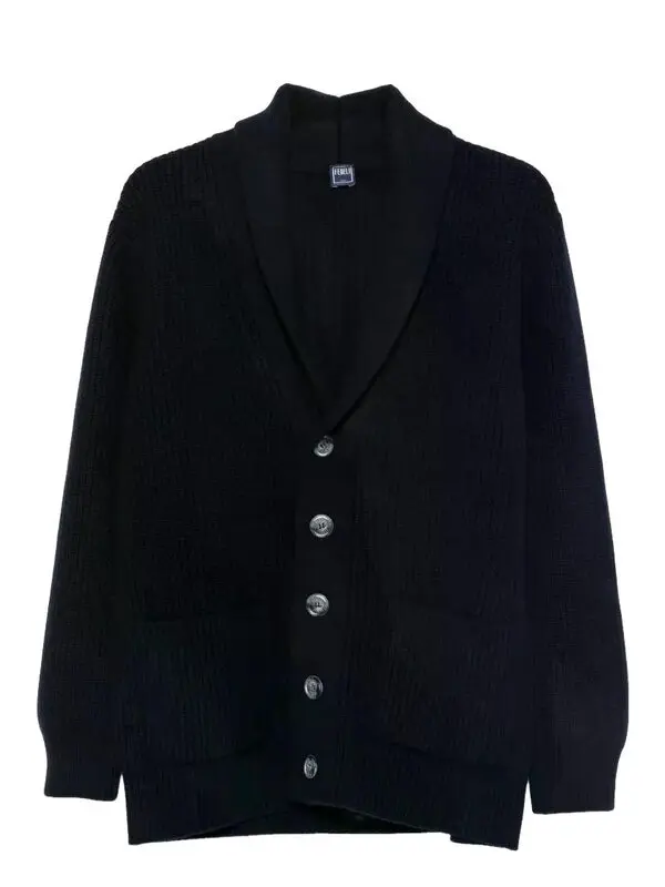 Fedeli Ribbed-knit Shawl-collar Cardigan - Blue