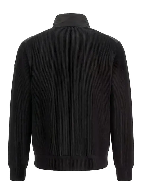 Moncler Padded Rib-knit Cardigan With Technical Front Panel - Black