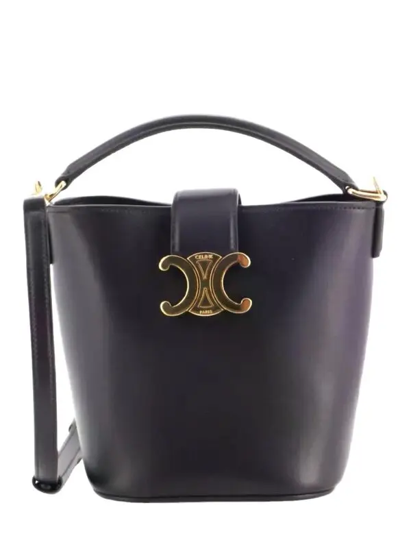 Celine Louise Bag Leather Small Bucket Bag - Black