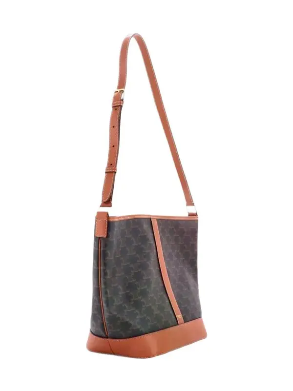 Celine Triomphe Coated Canvas Medium Bucket Bag - Brown