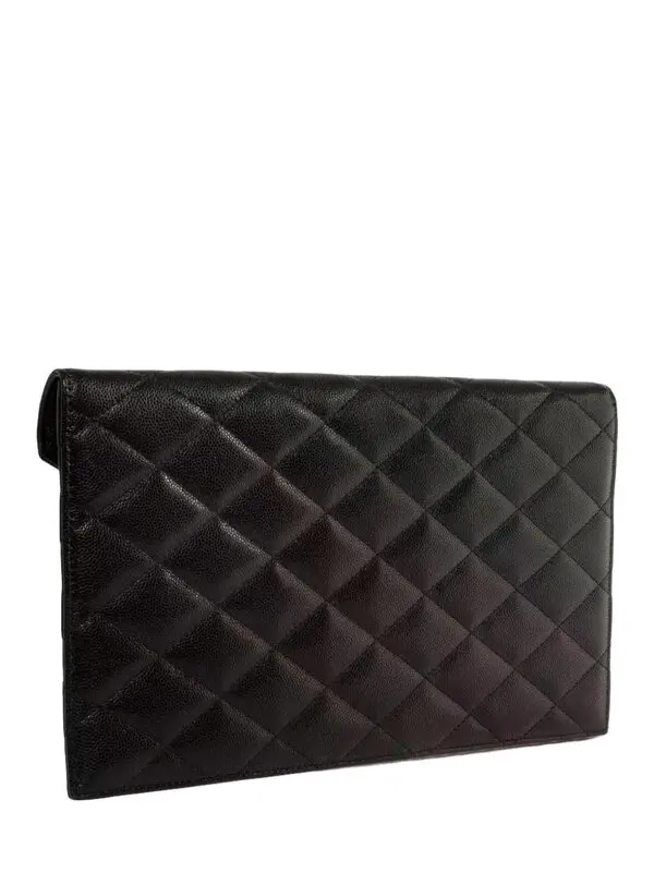 Saint Laurent Paris Pouch In Grain-de-poudre Leather - Black