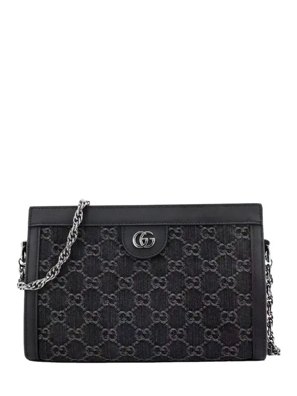 Gucci Ophidia Chain Gg Denim Small Shoulder Bag - Black