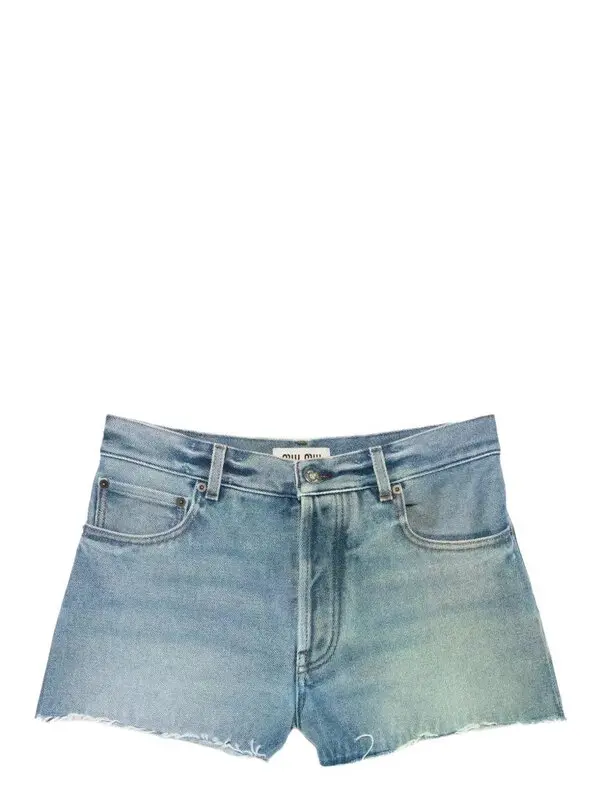 Miu Miu Raw-cut Denim Shorts - Blue