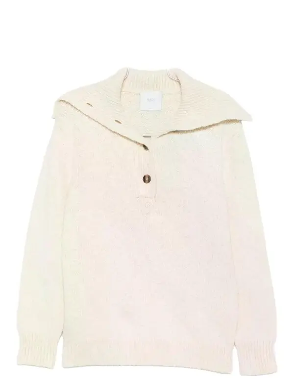 Malo Button-up Sailor-collar Knit - Neutrals