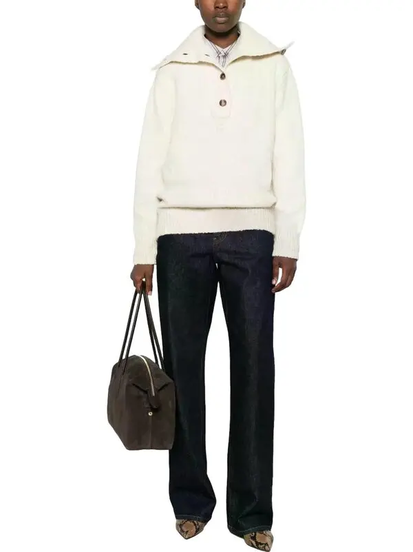 Malo Sailor Collar Knit Button-up Sweater - Neutrals