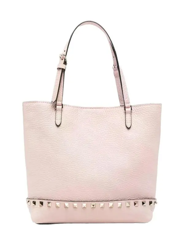 Valentino Garavani Rockstud Pebbled Leather Tote Bag - Pink