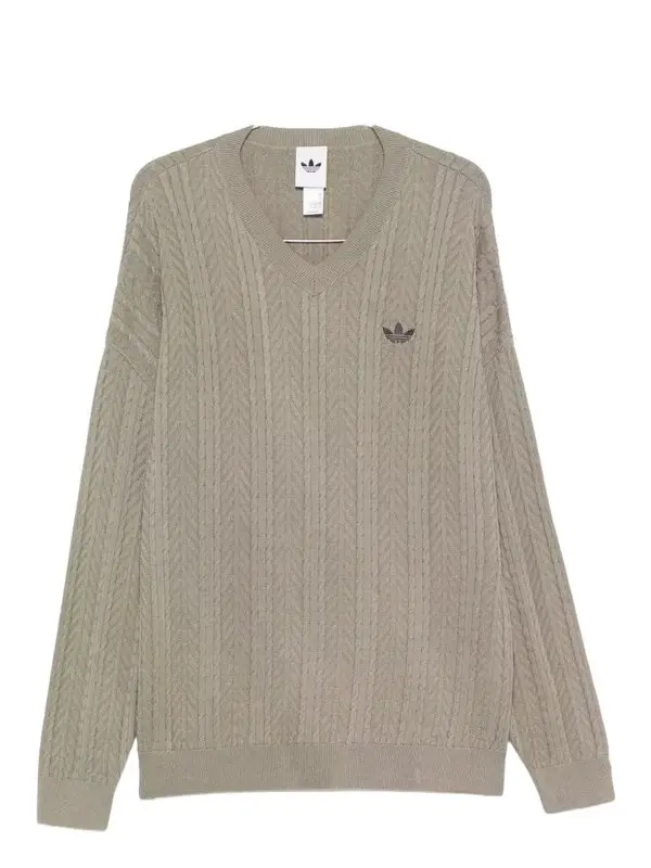 Adidas Cable-knit V-neck Sweater - Neutrals