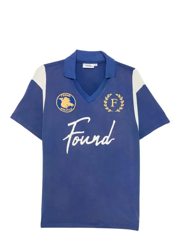 FOUND Premier League Logo-print Panelled T-shirt - Blue