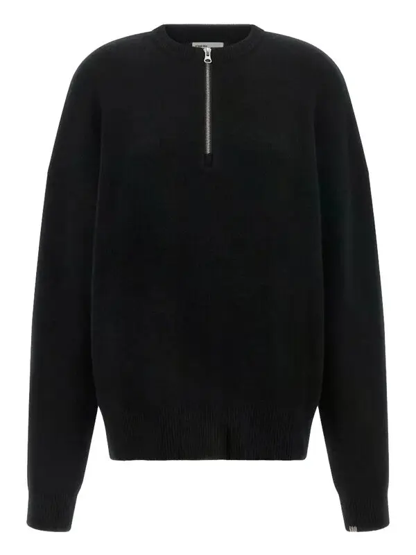 Extreme Cashmere Oversized Half-zip Sweater With Embroidered Detail - Black