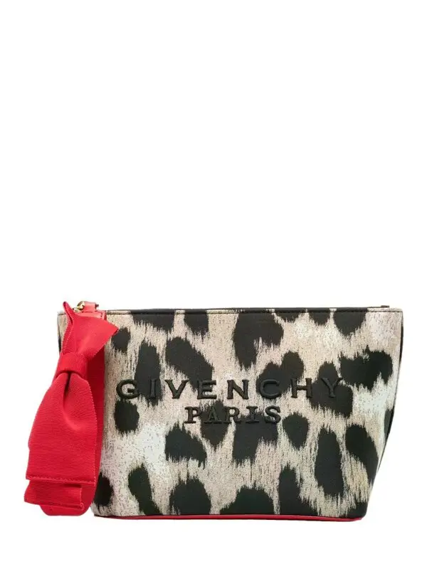 Givenchy Leopard-print Logo-print Clutch Bag - Neutrals